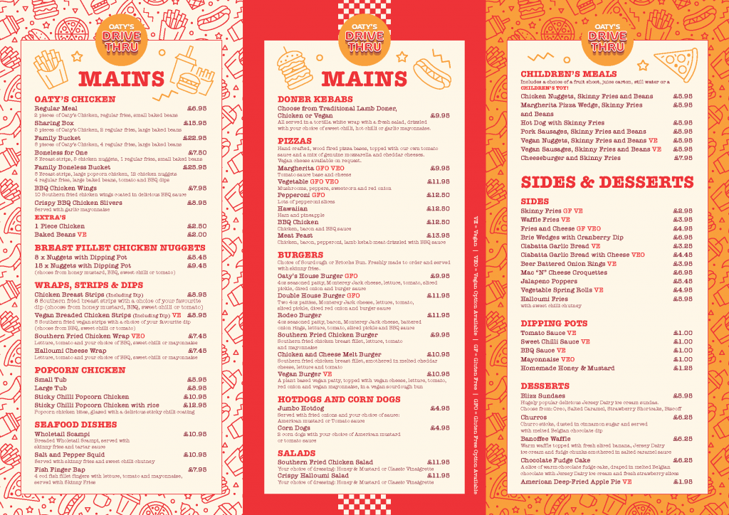 DRIVE THRU MENU - Oaty's Drive Thru